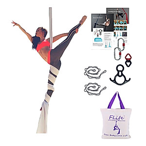 F.Life Aerial Silk Yoga Hammock Strater Kit -10 Yards For Flying Yoga (White)
