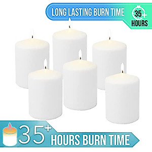 Stonebriar 35 Hour Long Burning Unscented Pillar Candles, 3x4, White