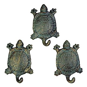 Wowser Cast Iron Turtle Wall Hook Set, Pack of 3, 5 1/4 Inch