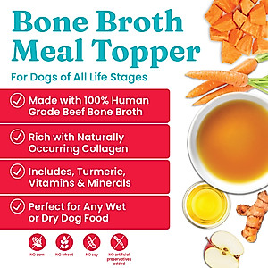 Solid Gold Beef Bone Broth for Dogs - Grain Free Dog Food Topper Rich in Collagen and Superfoods - Nutrient Dense Dog Gravy Topper for Dry Food - Promotes Gut Health and Hydration - 12 Pack