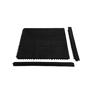 IncStores 5/8 Inch Thick Evolution Rubber Interlocking Floor Tiles | Flexible Rubber Floor Tiles for a Stronger and Safer Basement, Home Gym, Shed, or Trailer | Diamond Plate, 5 Pack