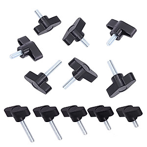 Keadic 20 Pcs M6x20 Clamping Screw Knob Thumb Screws, Carbon Steel 36# Threaded Knurled Thumbscrew Screw on Tee Wing Plastic Knob (1/4”x 25/32”)