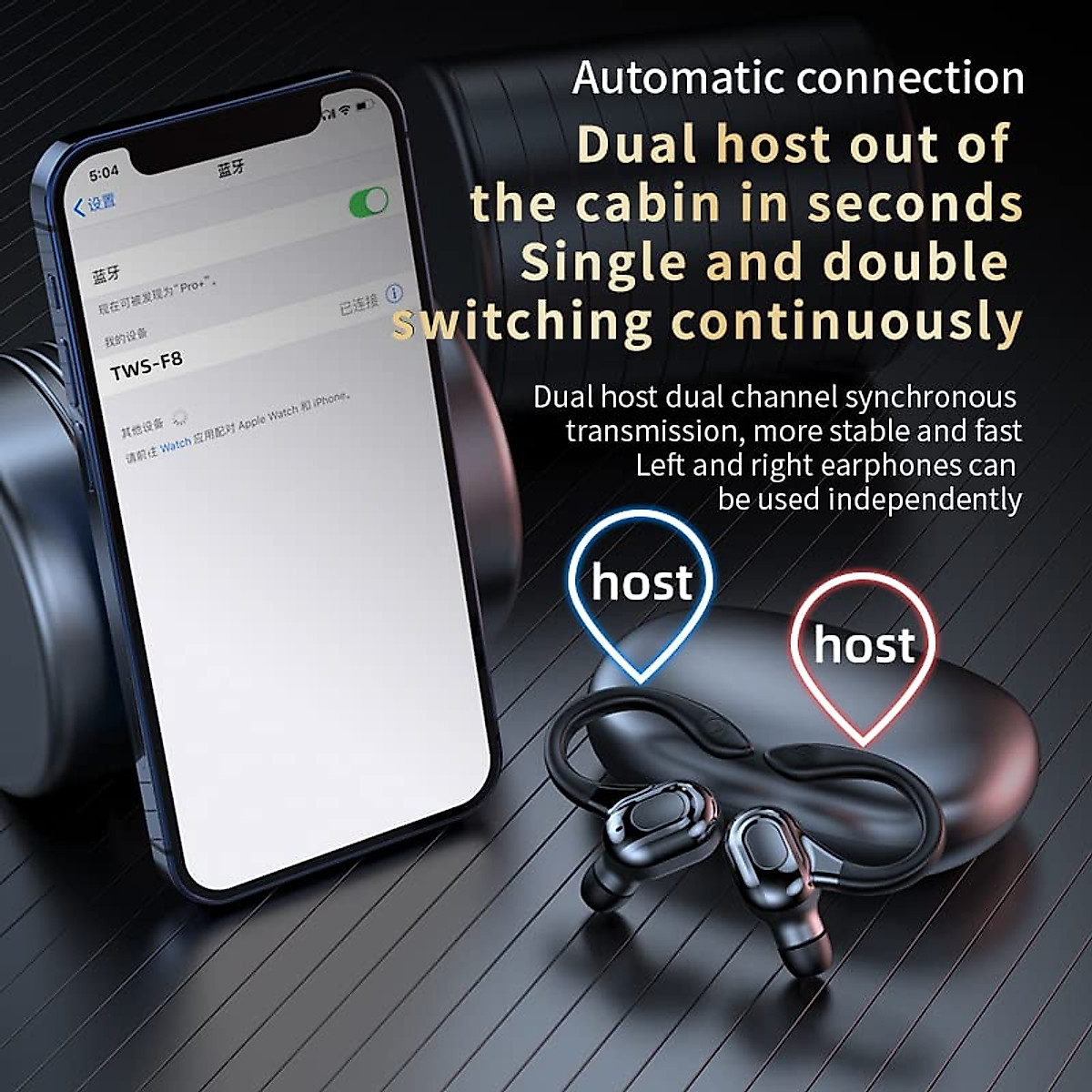 Wireless Earbud,Sports Bluetooth 5.3 Headphones,Bluetooth Earbud with Mic Deep Bass,in Ear Wireless Earphones Noise Cancelling Headphones,Ear Buds with Earhooks IP7 Waterproof for iPhone/Android