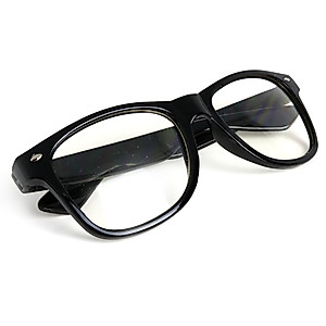 Skeleteen Retro Nerd Costume Glasses - Oversized Black Hipster Eyeglasses With Clear Lenses - 1 Pair