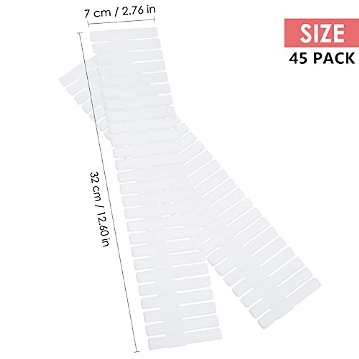 Ptanok 45 Pack Drawer Dividers, Plastic Adjustable Drawer Storage Organizer for Tidying Clutter Socks, Underwear, Makeup, Kitchen, Dresser White