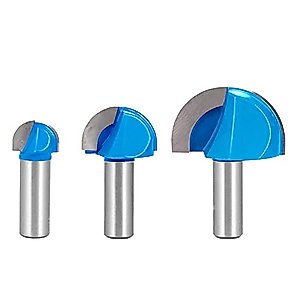 TOOLDO Router Bits ，3pcs Core Box Router Bit Set,Diameter 3/4", 1-1/4", 1-5/8" Round Nose Bit Set,1/2" Shank Router Bit Set，for DIY, Woodworking Project