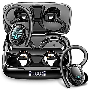 Wireless Earbud NEW Bluetooth 5.3 Headphones Sport Earphones 48H Playtime Ear Buds with ENC Mic LED Display, Stereo Noise Cancelling Earbud Over-Ear Buds Earhook IP7 Waterproof Headset for Running Gym
