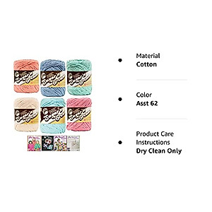 Lily Sugar n' Cream Variety Assortment 6 Pack Bundle 100% Cotton Medium 4 Worsted with 4 Patterns (Asst 62)