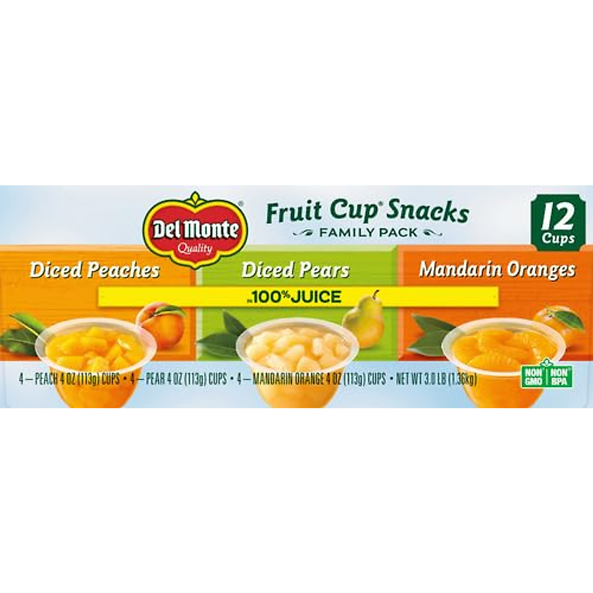 Del Monte Fruit Cup Snacks In Juice, 4 Oz, 12 Ct