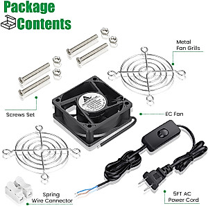 GDSTIME EC Cooling Fan 60mm x 60mm x 25mm AC 110V 115V 120V 220V 240V Dual Ball Bearings
