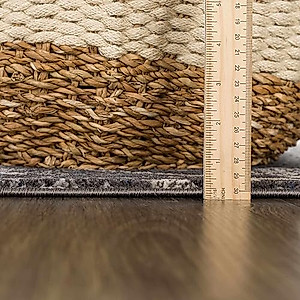 BoutiqueRugs Owatonna Traditional Floral Area Rug - Oriental Damask Patterned Rug for Living Room, Bedroom, Dining Room - Black, Charcoal, Sage - 4'3" x 5'7"