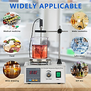 Magnetic Stirrer, Hot Plate with Digital Temperature Display & Speed Adjusting, Magnetic Mixer with 7 Pcs Stirrer Stir Bars Mixed, Home Lab Stirrer, 1000ML