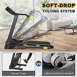 Folding Treadmill Electric Treadmill Motorized Running Machine Tread Belt with 15 Preset Programs & Incline LCD Display & Cup Holder Home Gym 52.87 in(L)x26.77 in(W)x45.7 in(H)