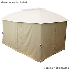 Sunnydaze 125 x 77 Inch Polyester 4-Piece Gazebo Sidewall Set - Gazebo Curtains Only - Provides Shade and Privacy - Tan