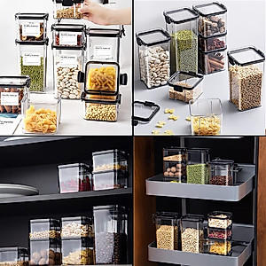 PQZKLDP 2pcs Airtight Food Storage Containers 0.7L(23.7OZ)-with Lids BPA Free Clear Plastic Kitchen and Pantry Organization Canisters for Cereal, Dry Food Flour & Sugar - Labels, Marker & Spoon Set