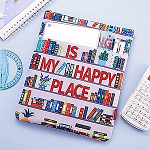 Reading is My Happy Place Book Sleeves Protector, Bookshelf Book Sleeve with Zipper, 11x8.5 Inch Washable Fabric Book Lovers