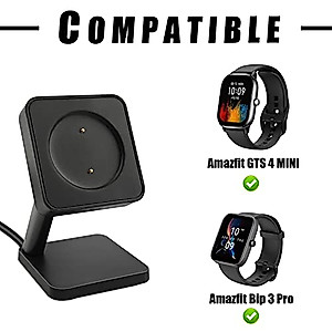 RUKUHOT Magnetic Replacement Charger Dock Compatible with Amazfit GTS 4 Mini & Amazfit Bip 3 Pro Smartwatch,Nightstand Charging Base with 3.3ft USB Charger Cord Fit for Amazfit GTS 4 Mini Smartwatch