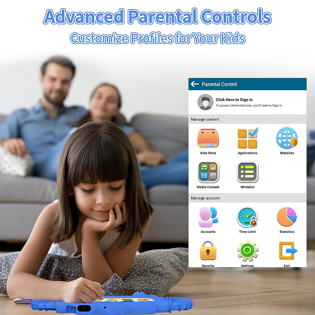 COLORROOM Kids Tablet 7inch Tablet for Kids 3GB 32GB Android11 Tablets Pre-Load Parental Control Children Education with Shockproof Case, GMS Certified, Tableta with Kids YouTube APPs