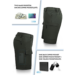 Hiauspor Men's Hiking Cargo Shorts 9"/10" Quick Dry Lightweight Waterproof for Golf Tactical Fishing Casual with 6 Pockets (Army Green, 34)