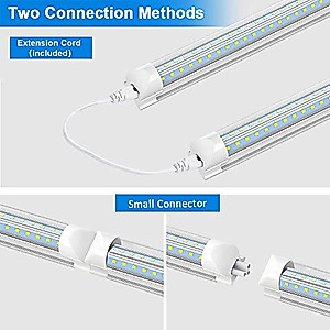 CNSUNWAY 2FT LED Shop Light, 20W 2500LM 6500K Super Bright, T8 LED Light Fixture, Clear Cover, Ceiling and Utility, V Shape, Linkable Tube Lights for Room, Garage, Workbench (2 Pack)