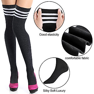 JaGely 24 Pairs Thigh High Socks for Women Over the Knee Socks Long Thigh High Stocking for Women Leg Warmer Daily Wear Cosplay, 2 Styles and 6 Colors