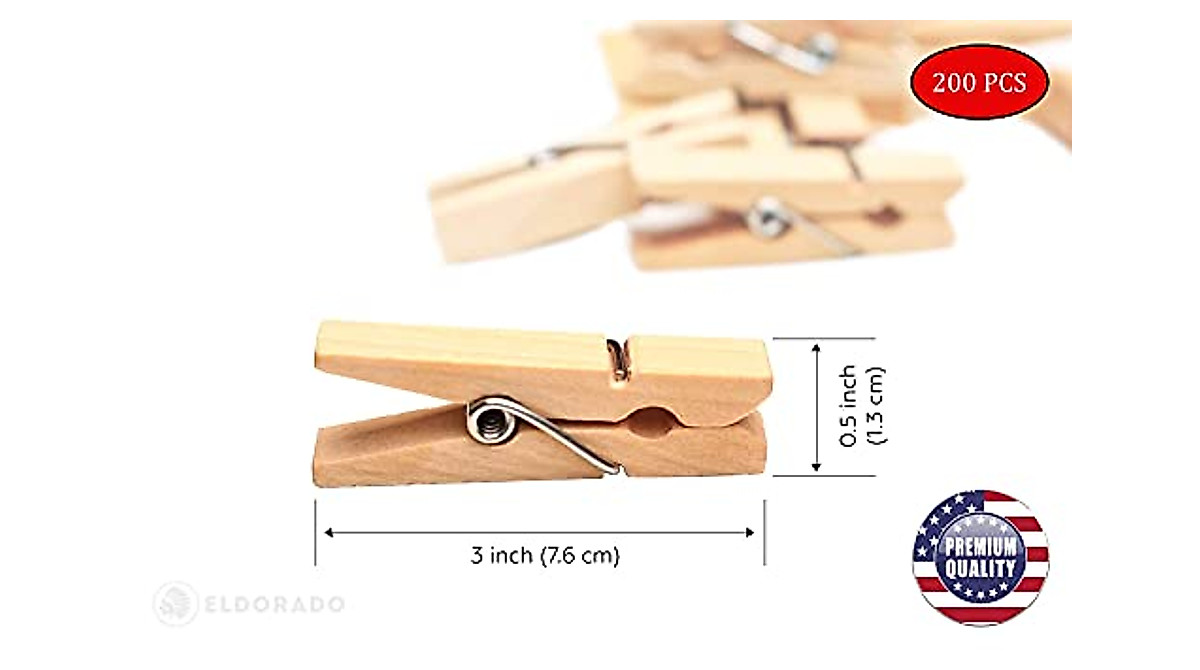 Eldorado Clothespins - 200-Pack Natural Wooden Clothespins for Crafts ...