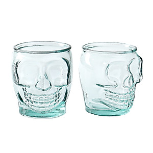 6 Pack - 15 Oz Sugar Skull Glass Tumblers - Set of 6 Creepy Drinking Cups -15 oz, Witchy Gifts, Goth Gifts For Women, Spooky Gifts - Gothic Kitchen Decor, Witchy Barware Skull Jar