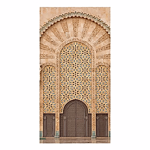 Kitchen Dish Towels 1 Pack -Super Absorbent Soft Microfiber, Mid Century Retro Aged Gate Geometric Pattern Stone Pillar Cleaning Dishcloth Hand Towels Tea Towels for Kitchen Bathroom Bar