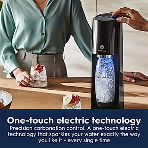 SodaStream E-TERRA Sparkling Water Maker (Black) with CO2 and Carbonating Bottle