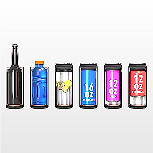 Asobu Multi Can Cooler Insulated Sleeve fits for Slim and Standard 12 Oz and 16 Oz Hard Seltzer, Soda, Beer or Energy Drinks and All Standard Size Beer Bottles (White)