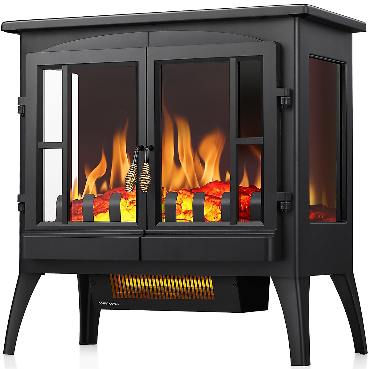 Havato Electric Fireplace Heater, Freestanding Fireplace Heater with Realistic Flame, Overheating Safety Protection, Indoor Space Heater(24 Inch, Black)