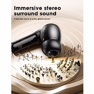 ZZU Wireless Earbuds, Bluetooth Ear Buds with Big Bass Stereo Sound, 48 Hours Playtime, Lightweight in-Ear Fit Earphones, IPX7, Hands-Free Calls with AI for iPhone, Android, Pad, Sports, Workout