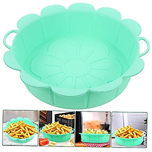HEMOTON Air Fryer Pan Perforated Baking Sheet Toaster Oven Toaster Oven Pans Air Fryer Silicone Liner Oven Pot Air Fryer Silicone Basket Air Fryer Liner Washable Air Fryer Mat Silicone Pot