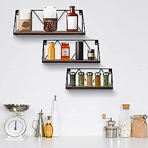 Amazon Brand – Pinzon Rustic Floating Shelves, Wall Storage Shelve for Bathroom Bedroom Kitchen Living Room Office, (Set of 3)
