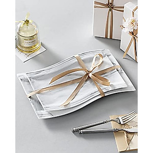 MALACASA Serving Platter, 13/11inch Serving Dishes for Entertaining, Porcelain Rectangular Trays for Party Banquet Sushi Dessert Appetizer Christmas Housewarming Gift, Marble Grey, Series Flora