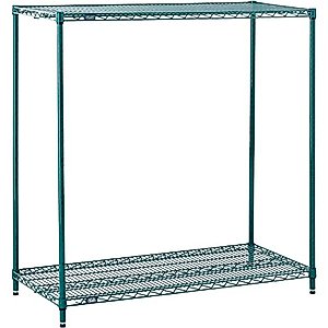 Nexel 2 Tier Wire Shelving Starter Unit, Poly-Green, 42" W x 21" D x 34" H