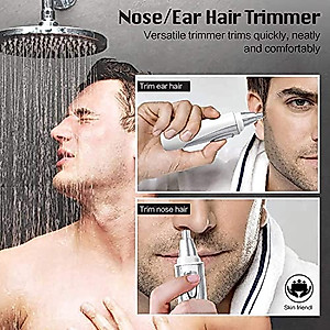 ELORES Ear and Nose Hair Trimmer Clipper - 2020 Professional Painless Eyebrow and Facial Hair Trimmer for Men and Women, Battery-Operated, IPX7 Waterproof Dual Edge Blades for Easy Cleansing
