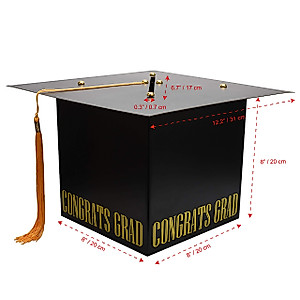 MerryJoyParty Graduation Card Box Graduation Card Holder Original Graduation Cap Shaped Card Box with Real Tassel for Graduation Party Supplies