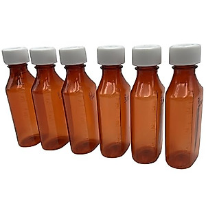 Sandhill Tools Graduated Amber Oval Medicine Bottles with Child Resistant Caps 4 Oz Travel Size Containers for liquids and Lotions (Pack of 12)