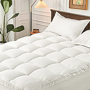 Cymula Mattress Topper Queen, Extra Thick Mattress Pad Pillow top for Deep Sleep, Soft Mattress Protector Cover with 8"-21" Deep Pocket Overfilled 3D Snow Down Alternative Filling (White)