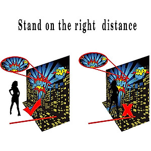 Fanghui 7x5FT Vinyl Superhero Photography Backdrops City Photo Studio Props Booth Background Superhero Themed Party Decoration Supplies Backdrop fh018