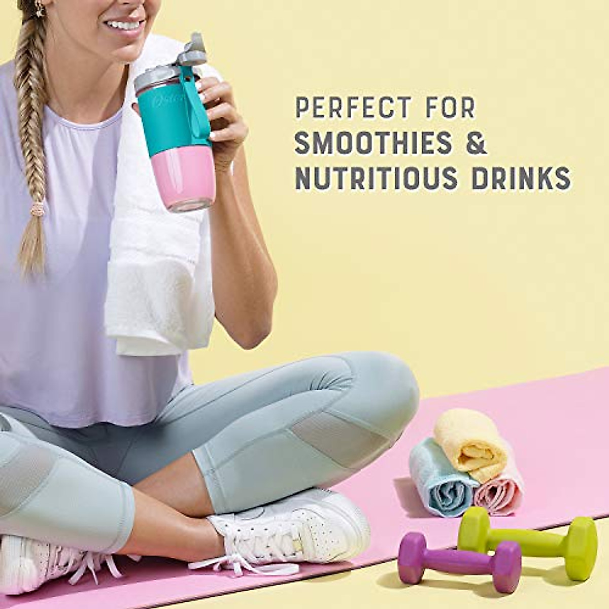 Oster Blend Active Portable Blender with Drinking Lid, USB Chargeable Personal Blender, Teal