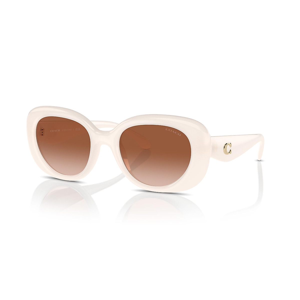 COACH Women's HC8391U Pillow Tabby Universal Fit Oval Sunglasses, Milky Cloud/Brown Gradient, 53 mm