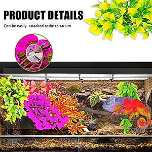 6 Pieces Reptile Plants Artificial Reptiles Terrarium Leaves Plastic Hanging Terrarium Plants Plastic Reptile Habitats Plant Decorations with Suction Cups for Hermit Crab Lizards Geckos Snake