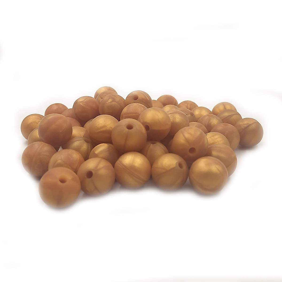 Alenybeby 50pcs DIY Silicone Pearl Beads Set 14mm 17mm Silicone Hexagon Icosahedron Beads for Pen 12mm 15mm Silicone Round Beads for Keychain Mom Craft Jewelry Craft Making