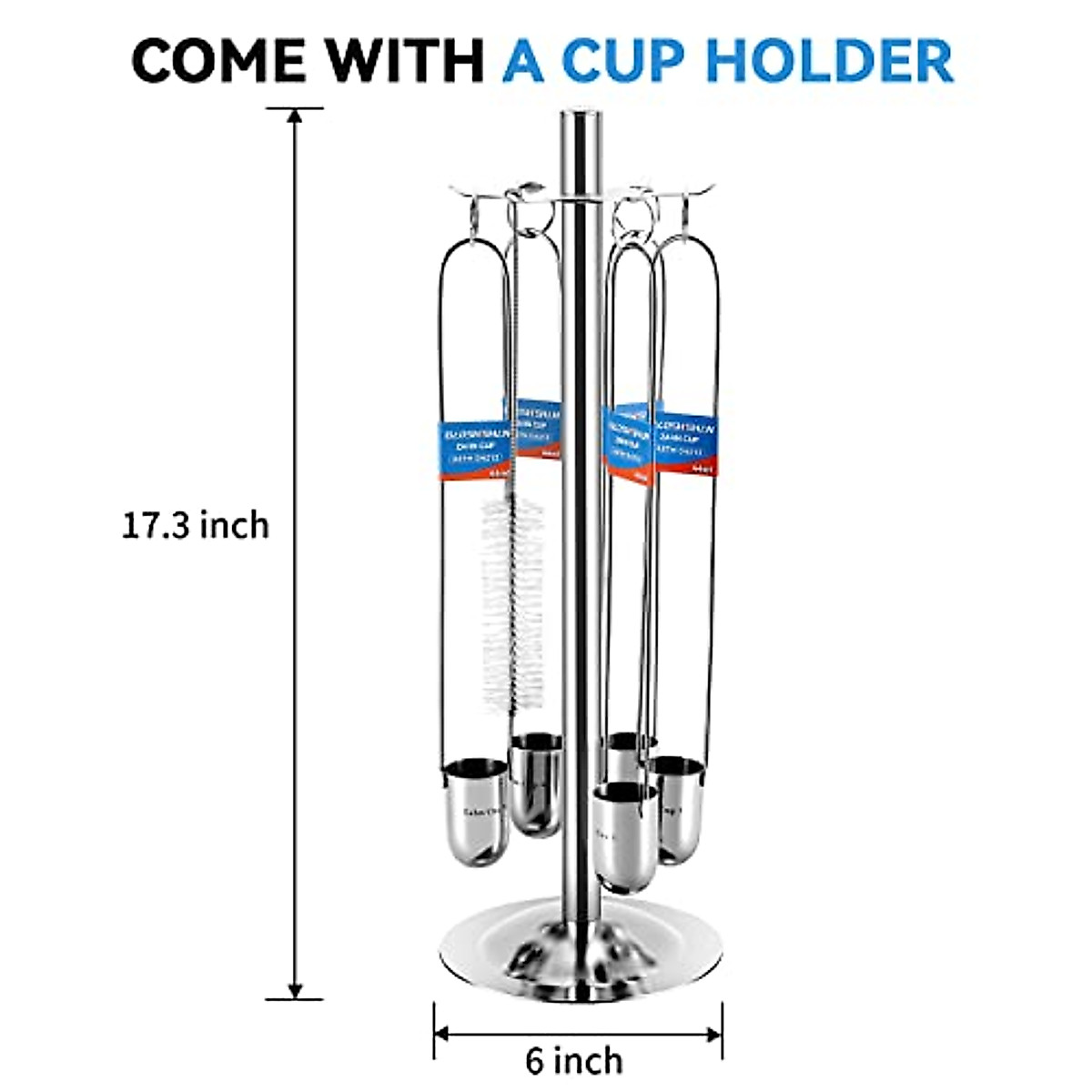 BAOSHISHAN Zahn Cup Viscosity Cup Kit #1 to #5 Dip Type 44ml Stainless Steel Viscometer Flow Cup with Bracket and Brush