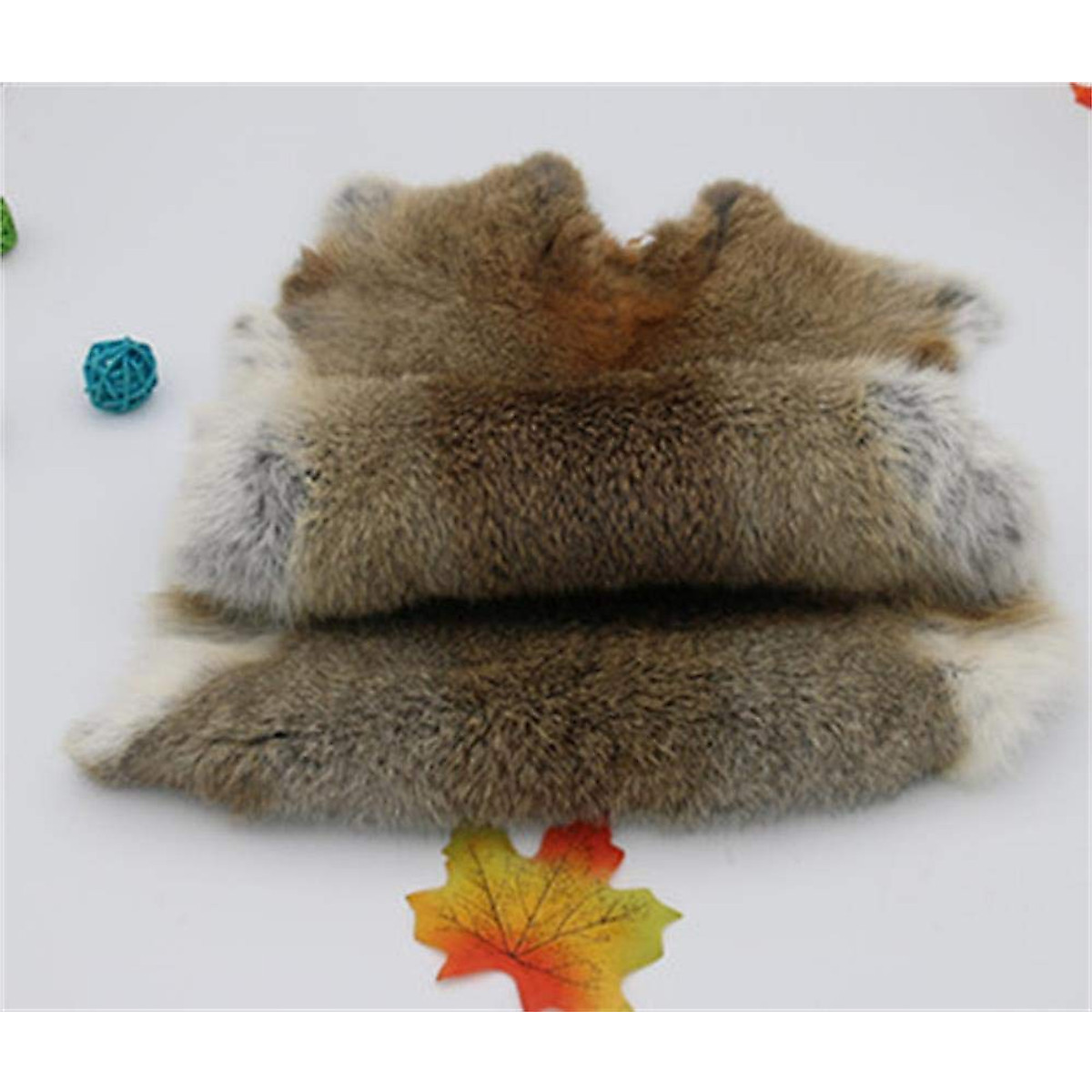 4pack Natural Tanned Rabbit Fur Pelt Real Rabbit Skin Hide Pelts (10" by 12" Rabbit Pelt with Sewing Quality Leather) (Natural Yellow Tanned)