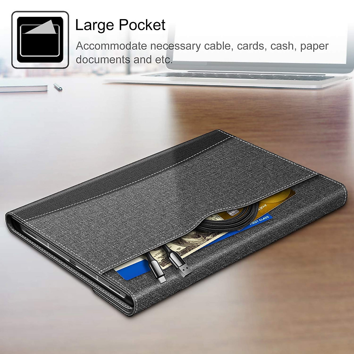 Fintie Case for Samsung Galaxy Tab S6 10.5" 2019 (Model SM-T860/T865/T867), [Supports S Pen Wireless Charging] Multiple Angle Portfolio Business Cover with Pocket Auto Sleep/Wake, Gray