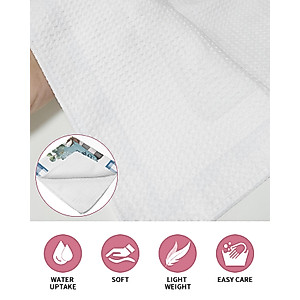 Hokiten Christmas Waffle Kitchen Towels Dishcloths, Xmas Eucalyptus Leaves Winter Cotton Blue Plaid Absorbent Dish Towels | Hand Towels for Bathroom/Bar, 12 x 12 Inch, 2 Pcs