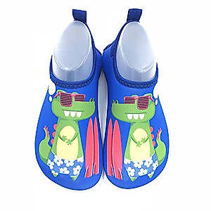 Children Thin and Breathable Swimming Shoes Water Park Cartoon Rubber Soled Beach Socks Toddler High Top Canvas Sneaker (Green, 5.5-6 Years Little Child)